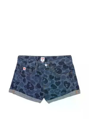 AAPE BY *A BATHING APE Heart-camo Denim Shorts - Blue