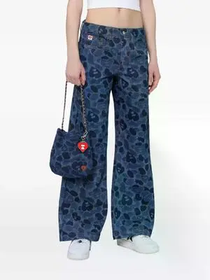 AAPE BY *A BATHING APE All-over Heart-pattern Jeans - Blue