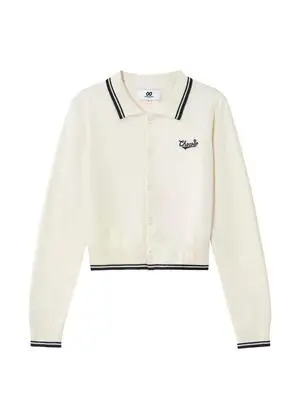 CHOCOOLATE Logo-patch Tipped Cardigan - Neutrals