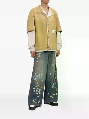 Mihara Yasuhiro Price Tag Sticker-printed Wide Denim Pants