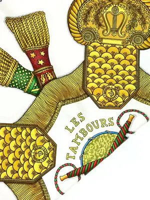 Hermès Les Tambours Silk Scarf
