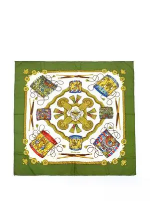 Hermès Les Tambours Silk Scarf - Green