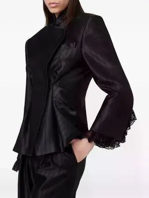 Giuseppe Di Morabito Pinstriped Lace-trim Jacket - Black