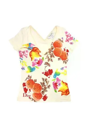 Dior Floral-print Sequin-embellished T-shirt - Neutrals