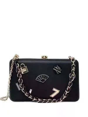 Karl Lagerfeld Charm-embellished Chain-link Clutch Bag - Black
