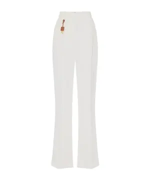 Elisabetta Franchi Darts Gabardine Trousers - Ivory