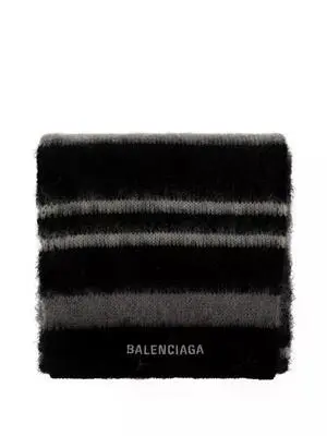 Balenciaga Striped Logo-detail Scarf - Black