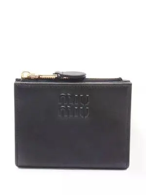 Miu Miu 2020s Embossed Logo Bi-fold Wallet - Black