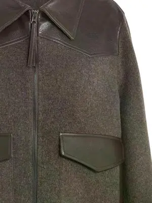 P.a.r.o.s.h Leather-trimmed Zip-up Jacket