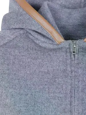 SEMICOUTURE Leather-trim Wool Hoodie