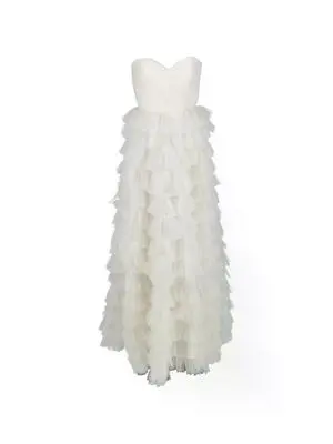 MARCO GABRIELLI ATELIER Strapless Ruffled Maxi Dress