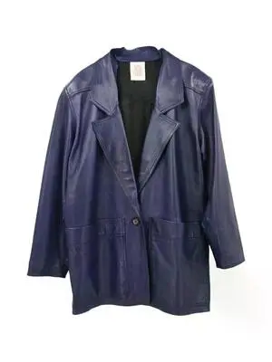 Loewe Single-breasted Leather Jacket - Blue