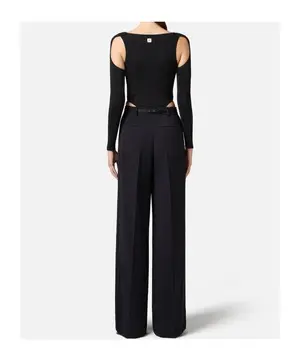 Elisabetta Franchi Satin Banded Crêpe Trousers