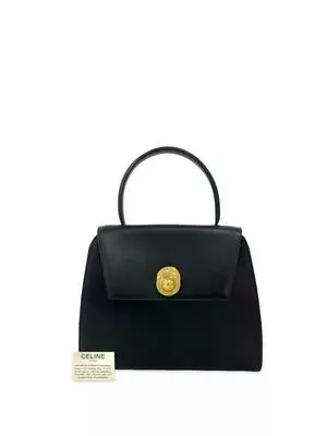 Celine 1990-2010 Calfskin Star Ball Top Handle Bag Satchel - Black