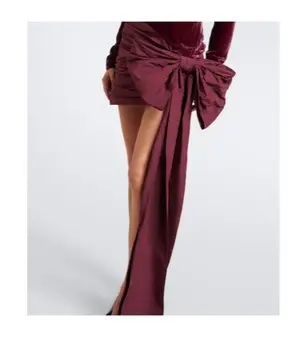 ROTATE BY BIRGER CHRISTENSEN Bow-detail Ruched Velvet Minidress