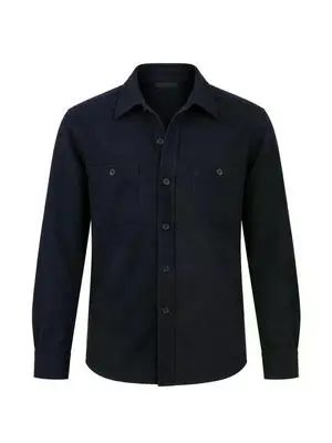 Hartford Percey Button-down Wool Shirt - Blue