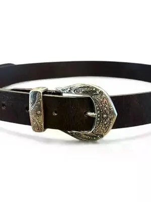 MERCI Engraved-buckle Leather Belt