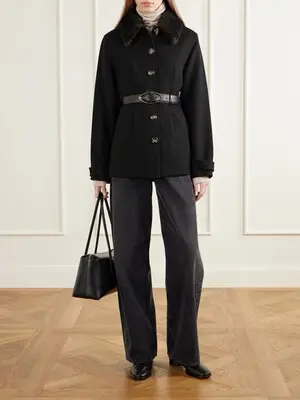 Veronica Beard Severine Dickey Plush-trimmed Crepe Jacket