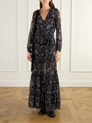 Veronica Beard Isra Belted Gathered Paisley-print Silk-georgette Maxi Dress