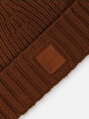 Stone Island Knit Beanie With Tonal Compass Logo Patch