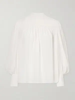 Veronica Beard Brooks Gathered Crepe De Chine Blouse - White