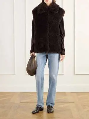 YVES SALOMON Shearling Vest - Dark Brown