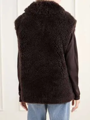 YVES SALOMON Shearling Vest - Dark Brown