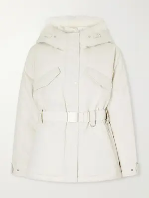 YVES SALOMON Belted Shearling-trimmed Shell Down Ski Jacket - Neutrals