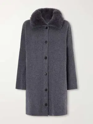 YVES SALOMON Shearling-trimmed Wool Cardigan