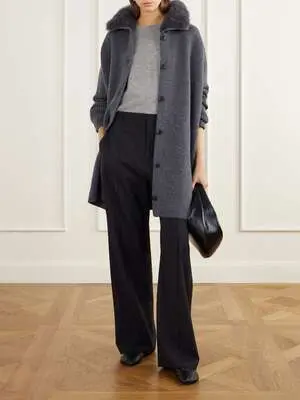 YVES SALOMON Shearling-trimmed Wool Cardigan