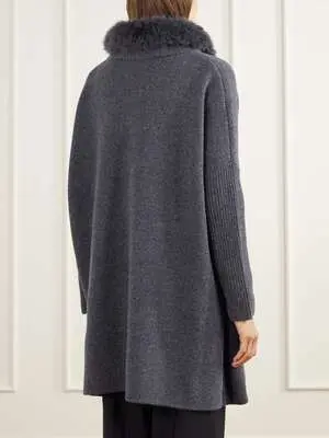 YVES SALOMON Shearling-trimmed Wool Cardigan