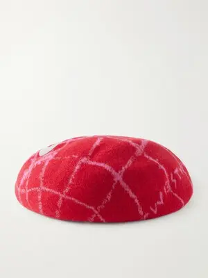 VIVIENNE WESTWOOD Orb Argyle Jacquard Beret - Red