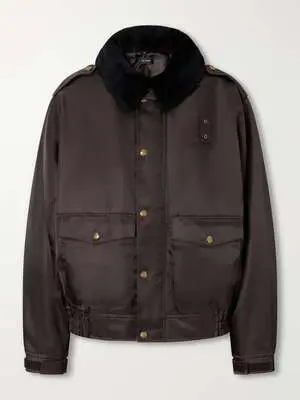 WILLY CHAVARRIA Uniform Plush-trimmed Twill Bomber Jacket