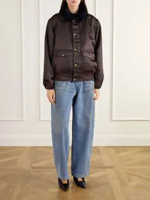 WILLY CHAVARRIA Uniform Plush-trimmed Twill Bomber Jacket
