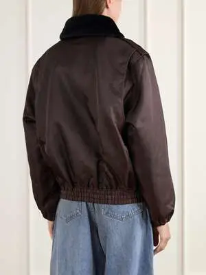 WILLY CHAVARRIA Uniform Plush-trimmed Twill Bomber Jacket
