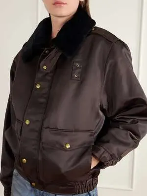 WILLY CHAVARRIA Uniform Plush-trimmed Twill Bomber Jacket