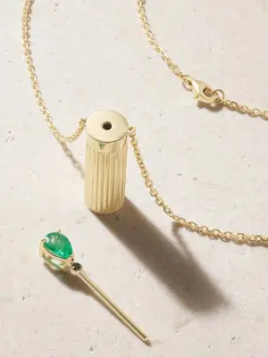 Yvonne Léon Petit Vase 9-karat Emerald And Blackened Diamond Necklace