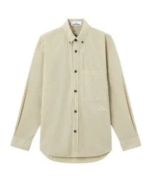 Stone Island Comfort-fit Long-sleeve Shirt With Chest Pocket - Sand-colored