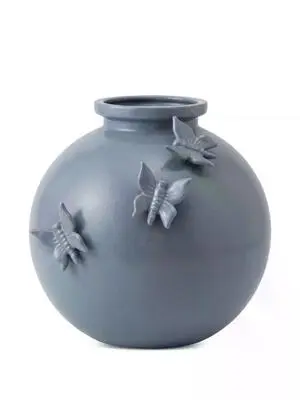 REBIRTH CERAMICS Butterfly-detail Spherical Vase - Blue