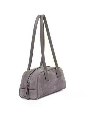 Karl Lagerfeld Perforated-logo Suede Shoulder Bag - Grey