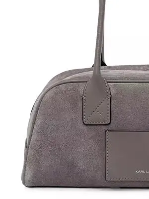 Karl Lagerfeld Perforated-logo Suede Shoulder Bag