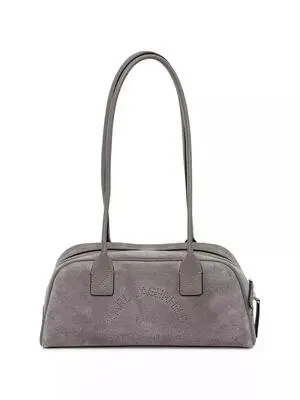 Karl Lagerfeld Perforated-logo Suede Shoulder Bag - Grey
