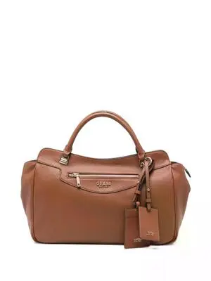Guess Grained Leather Tote Bag - Brown