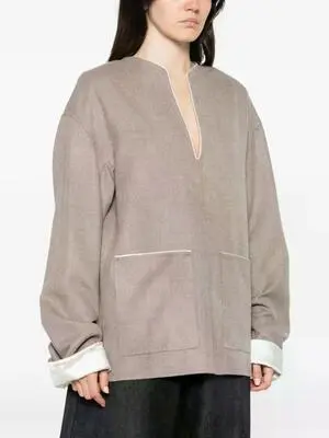 Carven Piped-trim V-neck Top