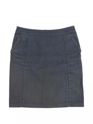 Celine 1990-2000s Triomphe Embroidered Denim Skirt