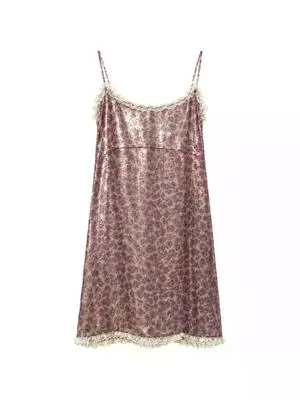Miu Miu Leopard-print Lace-trim Mini Dress