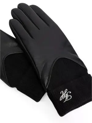 Tommy Hilfiger Ribbed-cuff Leather Gloves - Black