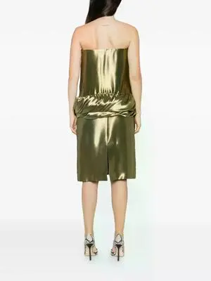 FERRAGAMO Strapless Draped-detail Midi Dress