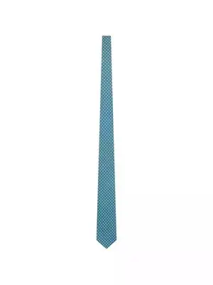 Kiton Geometric-print Silk Tie - Blue