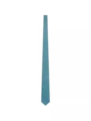 Kiton Geometric-print Silk Tie - Blue